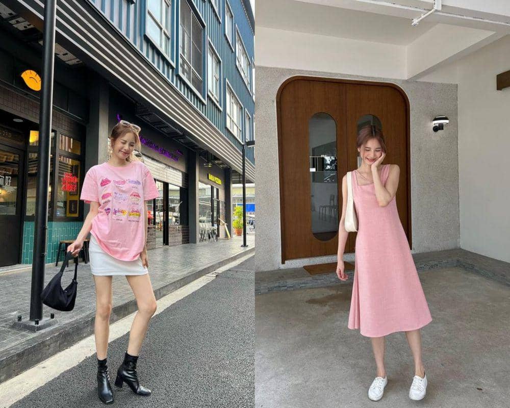 Ide OOTD Nuansa Pink ala Ice Chawanya, Manis dan Chic | IDN Times